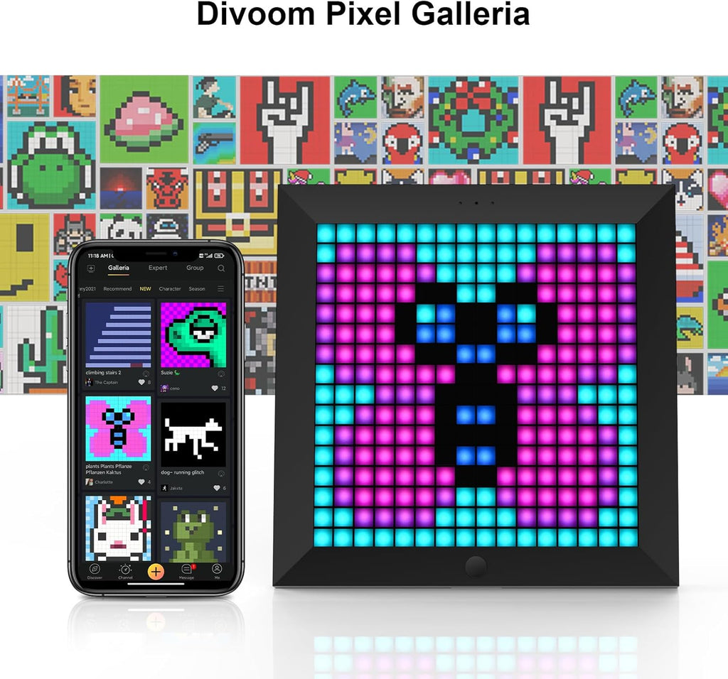 Divoom - Pixoo Pixel Art Digital Picture Frame with 16x16 LED Display ...